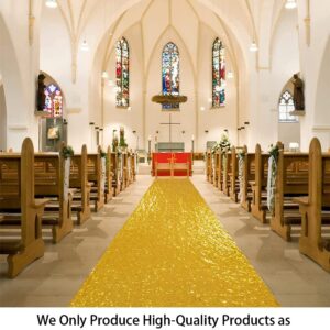 ShinyBeauty Wedding Aisle Runner Gold 4FTx35FT Sequin Aisle Runner for Wedding Ceremony Shiny Gold Aisle Runner for Weddings Bridal Aisle Runner Outdoor Wedding Walkway Decoration Floor Runner