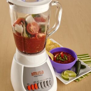 IMUSA USA GAU-80313W 10-Speed Countertop Blender with 42 oz Glass Jar, White