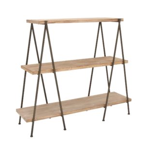 Deco 79 Antique Colonial Useful Wood Metal 3-Tier Shelf, 59" x 18" x 51", Brown