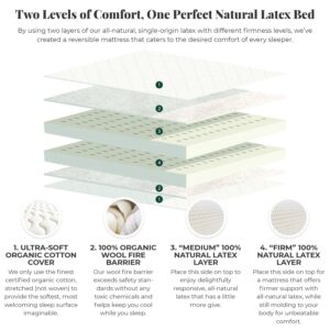 Latex for Less 2-Sided Natural Latex Mattress 9" | Natural Latex, Organic Cotton and Pure, Natural Wool | Handcrafted in The USA | GOTS Certified Organic Cotton | Natural Wool | Queen