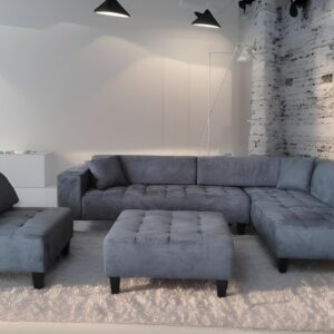 Stendmar 4pc 117" to 153" Modern Dark Gray Microfiber Sectional Couch Sofa S1107RDG