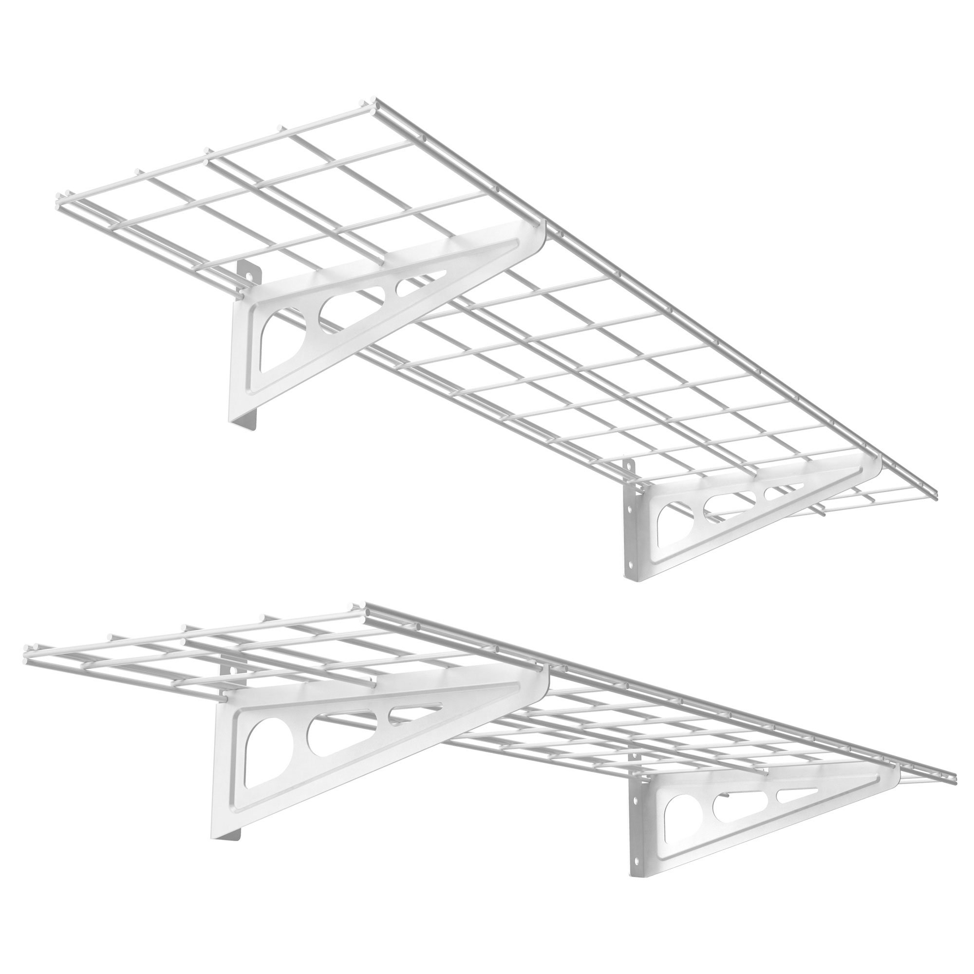 FLEXIMOUNTS 1' x 4' White 2-Pack 1x4ft 12-inch-by-48-inch Wall Shelf Garage Storage Rack, 12" x 48"