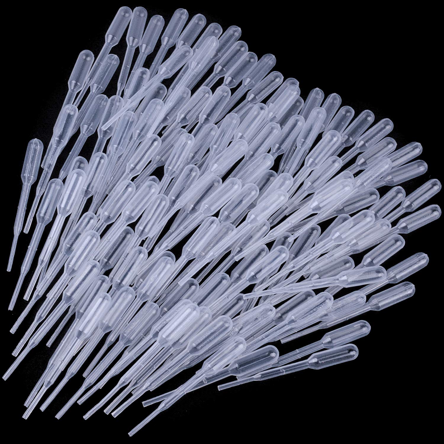 BronaGrand 200 Pieces Graduated Transfer Pipettes Plastic Eye Dropper Disposable Essential Oils Pipettes,Clear,Capacity 0.2ml