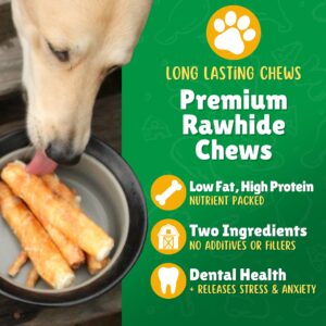 Lucky Premium Treats Chicken Wrapped Dog Treats – USA Made Raw Hide Sticks for Medium Dogs – Long Lasting, Preservative Free Dog Treats – 19 Chews