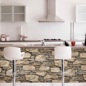 NuWallpaper NU2065 Hadrian Stone Wall Peel & Stick Wallpaper, Brown