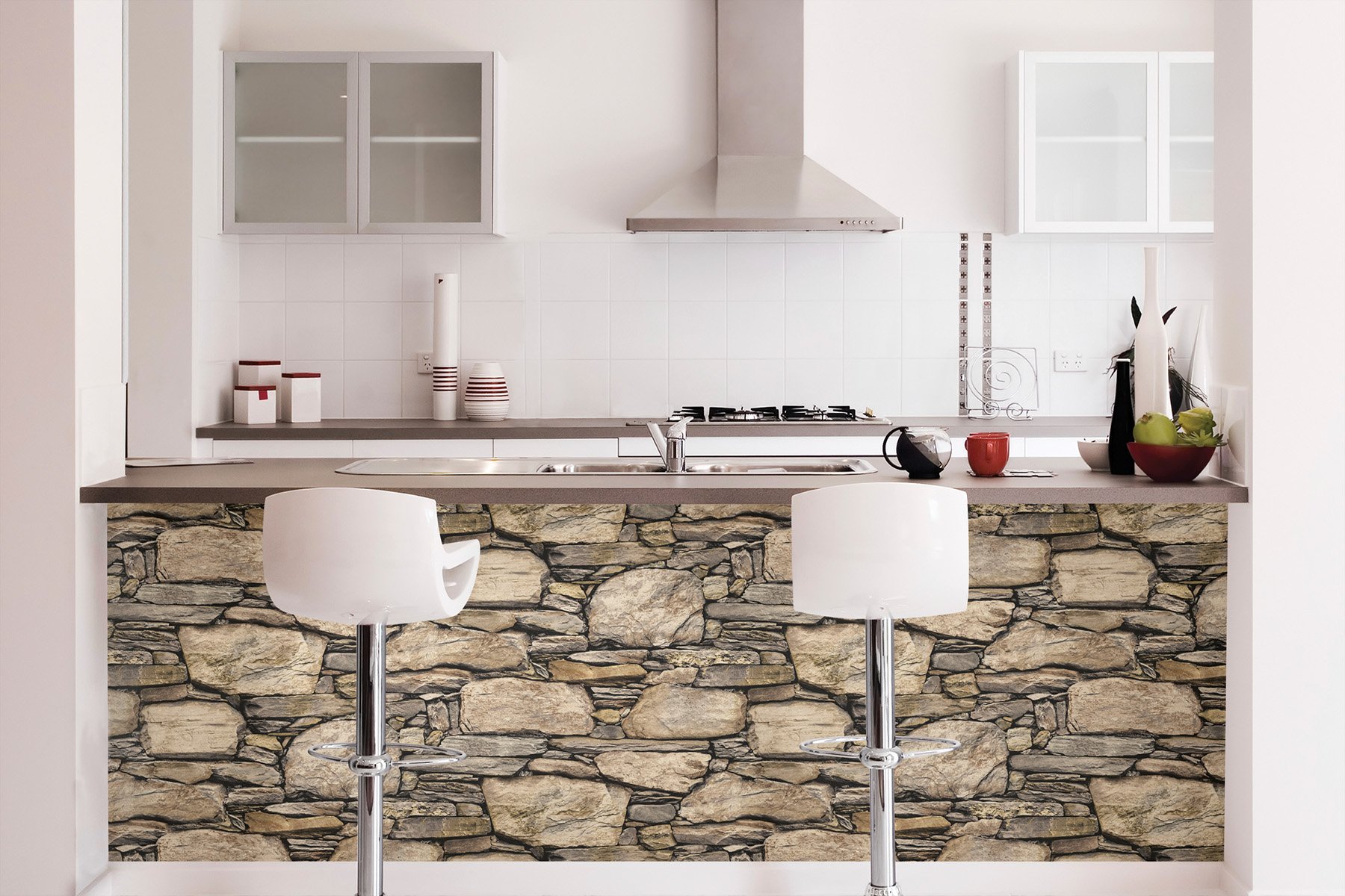 NuWallpaper NU2065 Hadrian Stone Wall Peel & Stick Wallpaper, Brown