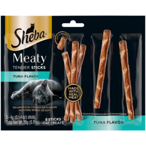 sheba meaty tender sticks soft cat treats tuna flavor, 0.14 oz., 5 count (pack of 10)