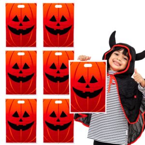 super z outlet 50 piece 11" x 17" jack-o-lantern trick or treat bags orange pumpkin face halloween plastic candy bags for party favors, snacks, decoration