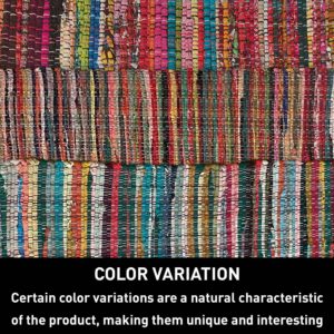 Chardin home - Eco Friendly 100% Recycled Cotton Colorful Chindi Area Rug – 5’x7’, Multi