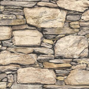 nuwallpaper nu2065 hadrian stone wall peel & stick wallpaper, brown