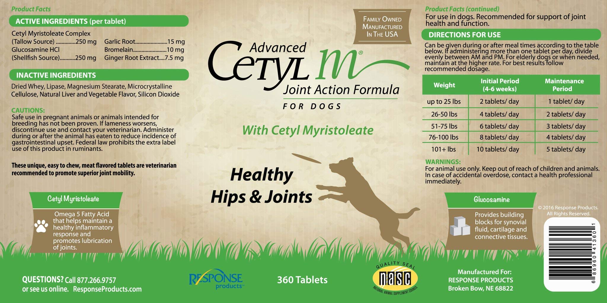 Advanced Cetyl M Tablets Joint Action Formula for Dogs (120 count)