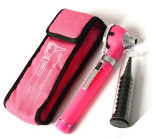 otoscope - compact pocket size fiber ent optic otoscope pink color by zzzrt traders