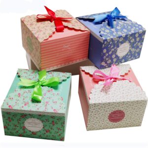 chilly gift boxes, set of 12 decorative treats boxes, cake, cookies, goodies, candy and handmade bath bombs shower soaps gift boxes for christmas, birthdays, holidays, weddings (flower patterned)