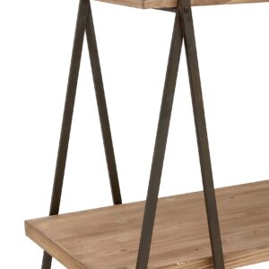 Deco 79 Antique Colonial Useful Wood Metal 3-Tier Shelf, 59" x 18" x 51", Brown