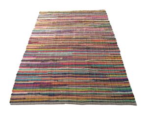 chardin home - eco friendly 100% recycled cotton colorful chindi area rug – 5’x7’, multi