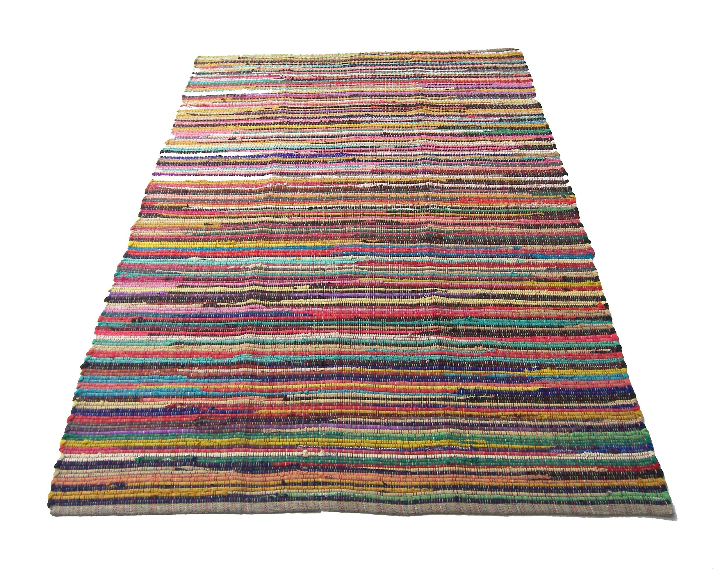 Chardin home - Eco Friendly 100% Recycled Cotton Colorful Chindi Area Rug – 5’x7’, Multi