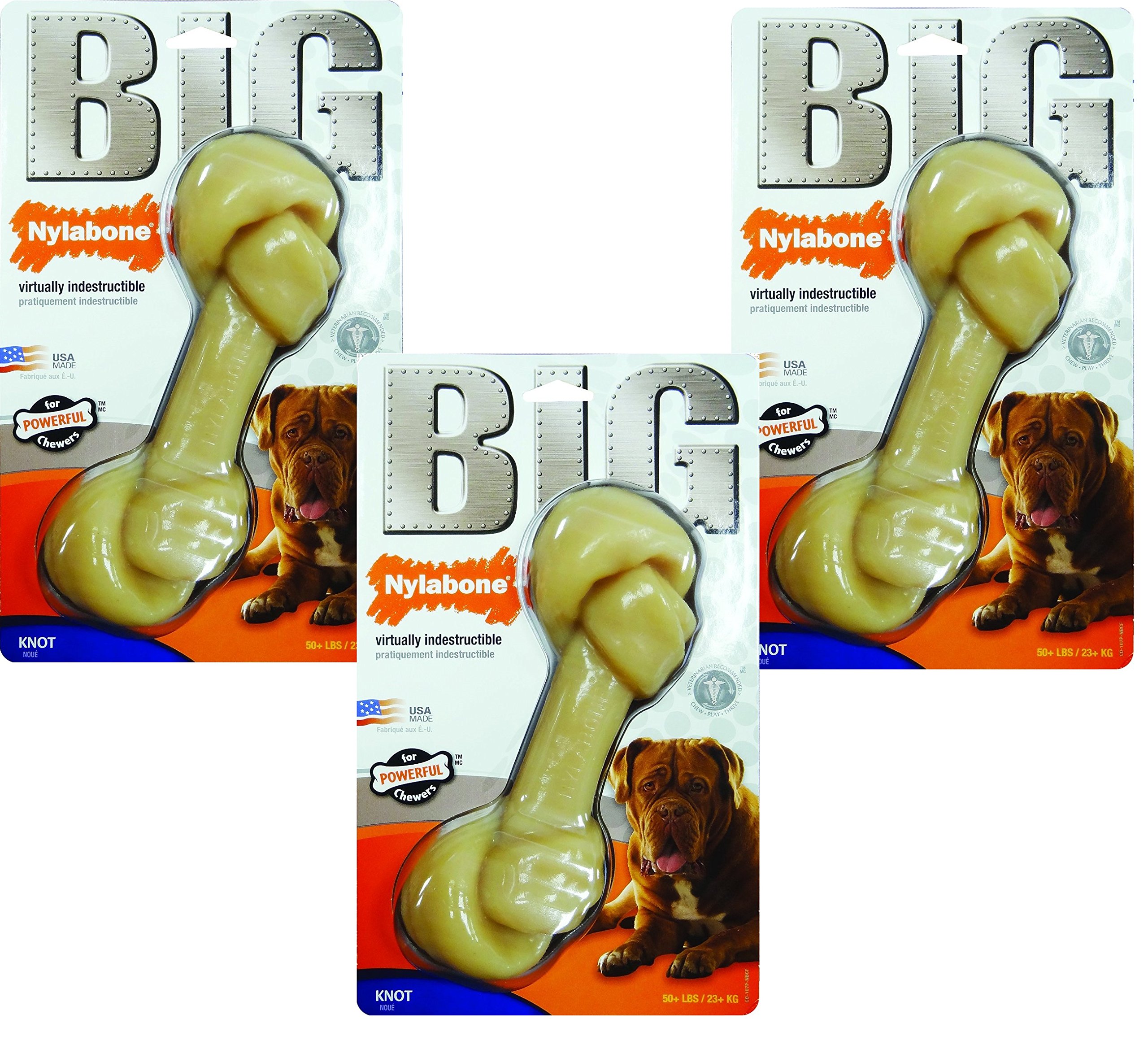 Nylabone (3 Pack) Monster Big Chew Knot Bone - Original Flavored