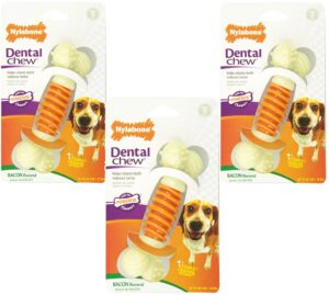 (3 pack) nylabone pro action dental chews, bacon flavored - size medium