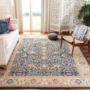 SAFAVIEH Madison Collection 9' x 12' Navy Cream MAD612D Oriental Non-Shedding Living Room Bedroom Dining Home Office Area Rug