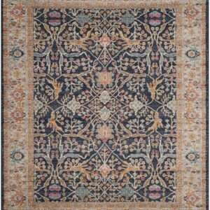 SAFAVIEH Madison Collection 9' x 12' Navy Cream MAD612D Oriental Non-Shedding Living Room Bedroom Dining Home Office Area Rug