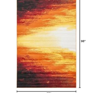 Unique Loom Metro Collection Contemporary Abstract Bright Warm Candle Light Area Rug, 5 ft x 8 ft, Orange/Yellow