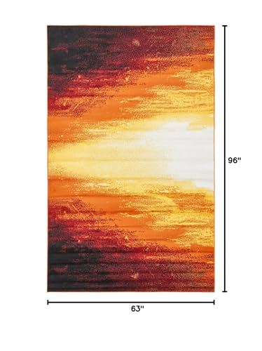 Unique Loom Metro Collection Contemporary Abstract Bright Warm Candle Light Area Rug, 5 ft x 8 ft, Orange/Yellow