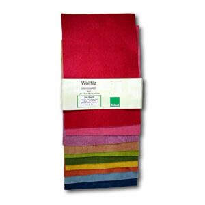 100% sheeps wool, plant dyed, bioland felt sheets - 10 pcs assorted colors 20x30cm (7.8x11.8")