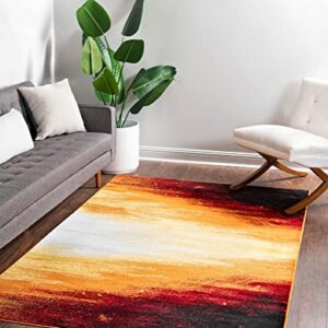 Unique Loom Metro Collection Contemporary Abstract Bright Warm Candle Light Area Rug, 5 ft x 8 ft, Orange/Yellow