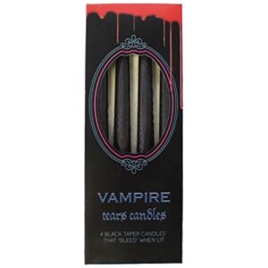 jones home &gift spooky black vampire tears candles - 25cm x 2cm (pack of 4) - unique & creepy ambience enhancer - wax drip material - perfect for halloween decor