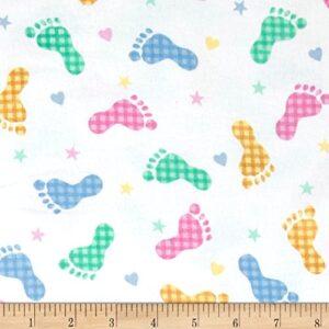 comfy flannel feet pastel, fabric by the yard