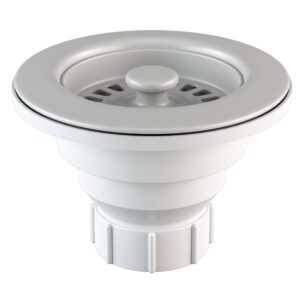 lexicon quartz kitchen sink strainer with white finish, fits 3.5 inch drain hole lg-sb-w