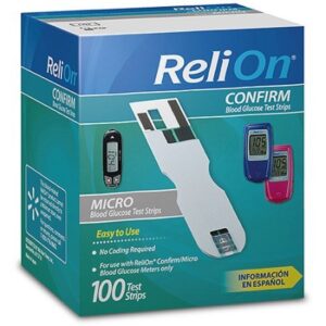 relion confirm/micro blood glucose test strips 100 count /model: 712100