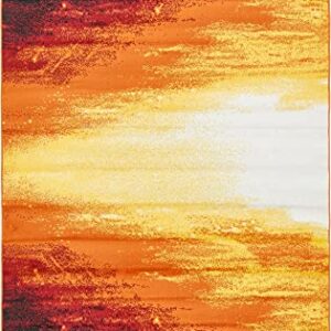 Unique Loom Metro Collection Contemporary Abstract Bright Warm Candle Light Area Rug, 5 ft x 8 ft, Orange/Yellow