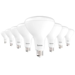 sunco 8 pack br40 light bulbs, led indoor flood light, dimmable, cri94 2700k soft white, 100w equivalent 17w, 1400 lumens, e26 base, indoor home recessed can lights, high lumens - ul