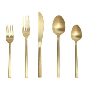 fortessa arezzo 20 piece place setting, brushed gold