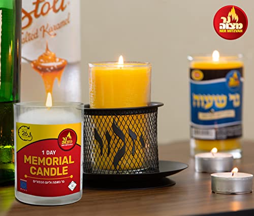 Ner Mitzvah Yahrzeit Memorial Candles - 1 Day Yahrzeit Candle - Yartzeit Candles 24 Hour Yom Kippur Jewish Candles in Glass Tumbler - 3 Pack