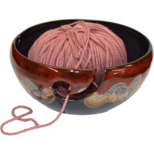 always azul pottery yarn bowl in dreamsicle glaze - handmade ceramic pottery yarn bowl - knitting & crochet yarn holder - artisan glazed pottery- wool bowl great for knitters