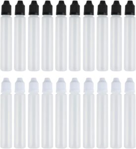 z-color 20pcs 30ml black and white long dropper bottle with childproof cap with long thin tip plastic ldpe