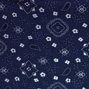 58" wide blue bandana print on cotton polyester blend fabric - sold by the yard