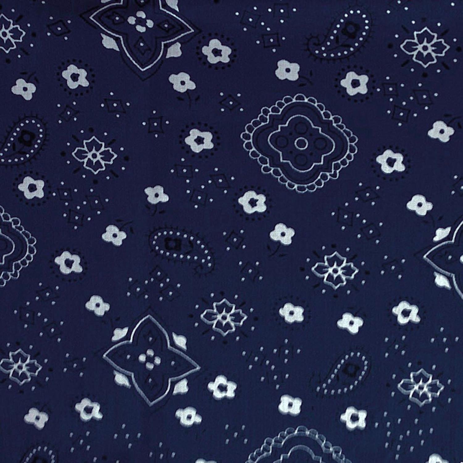 58" Wide Blue Bandana Print on Cotton Polyester Blend Fabric - Sold by The Yard