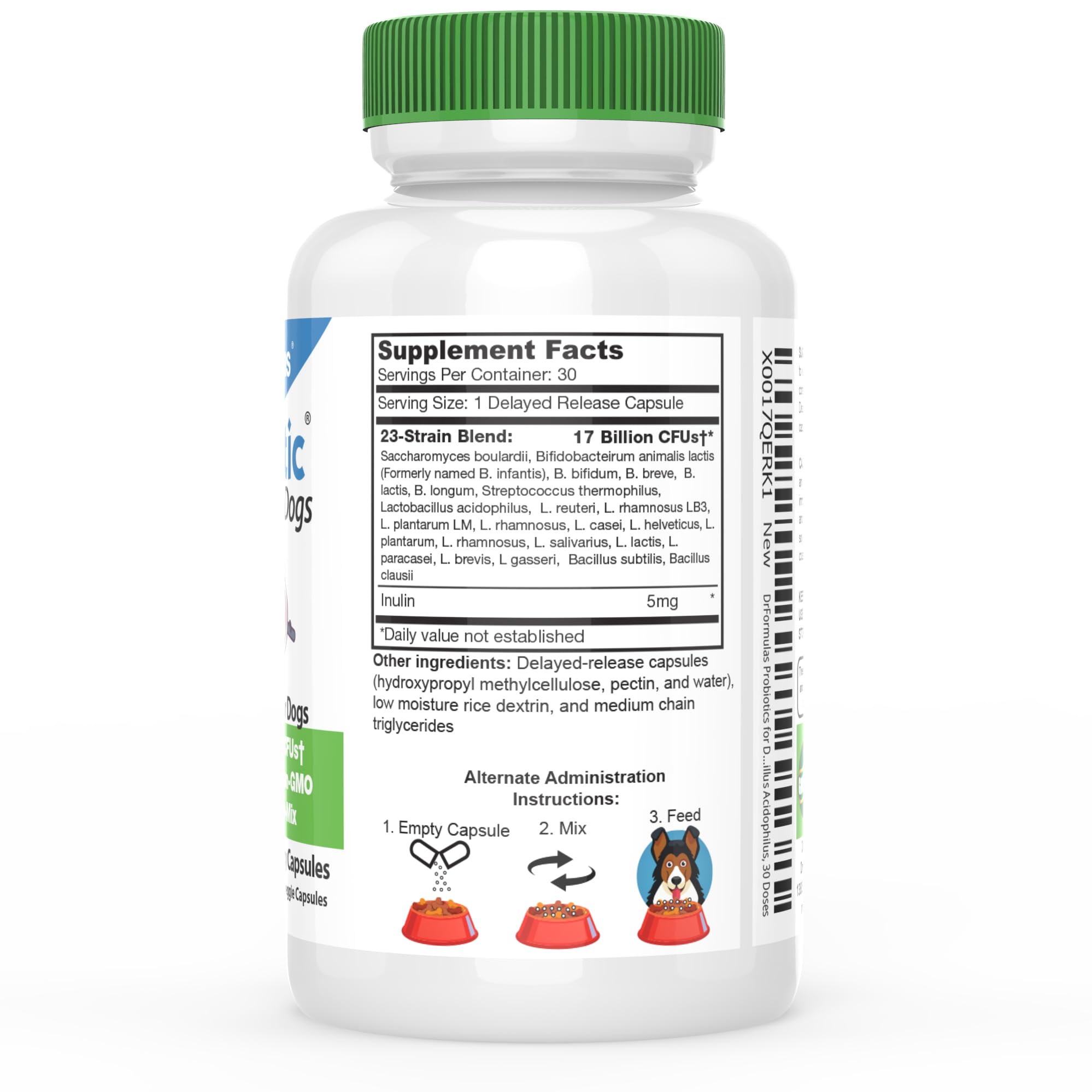 DrFormulas Probiotics for Dogs & Puppies Pets Diarrhea Treatment | Flavorless, Pre-dosed, 23 Premium Nexabiotic Probiotic for Pets with Saccharomyces Boulardii, Lactobacillus Acidophilus, 30 Doses