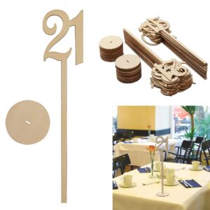 Tinksky 1-40 Wooden Table Numbers with Holder Base for Wedding Home Party Decoration, Pack of 40