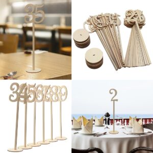 Tinksky 1-40 Wooden Table Numbers with Holder Base for Wedding Home Party Decoration, Pack of 40