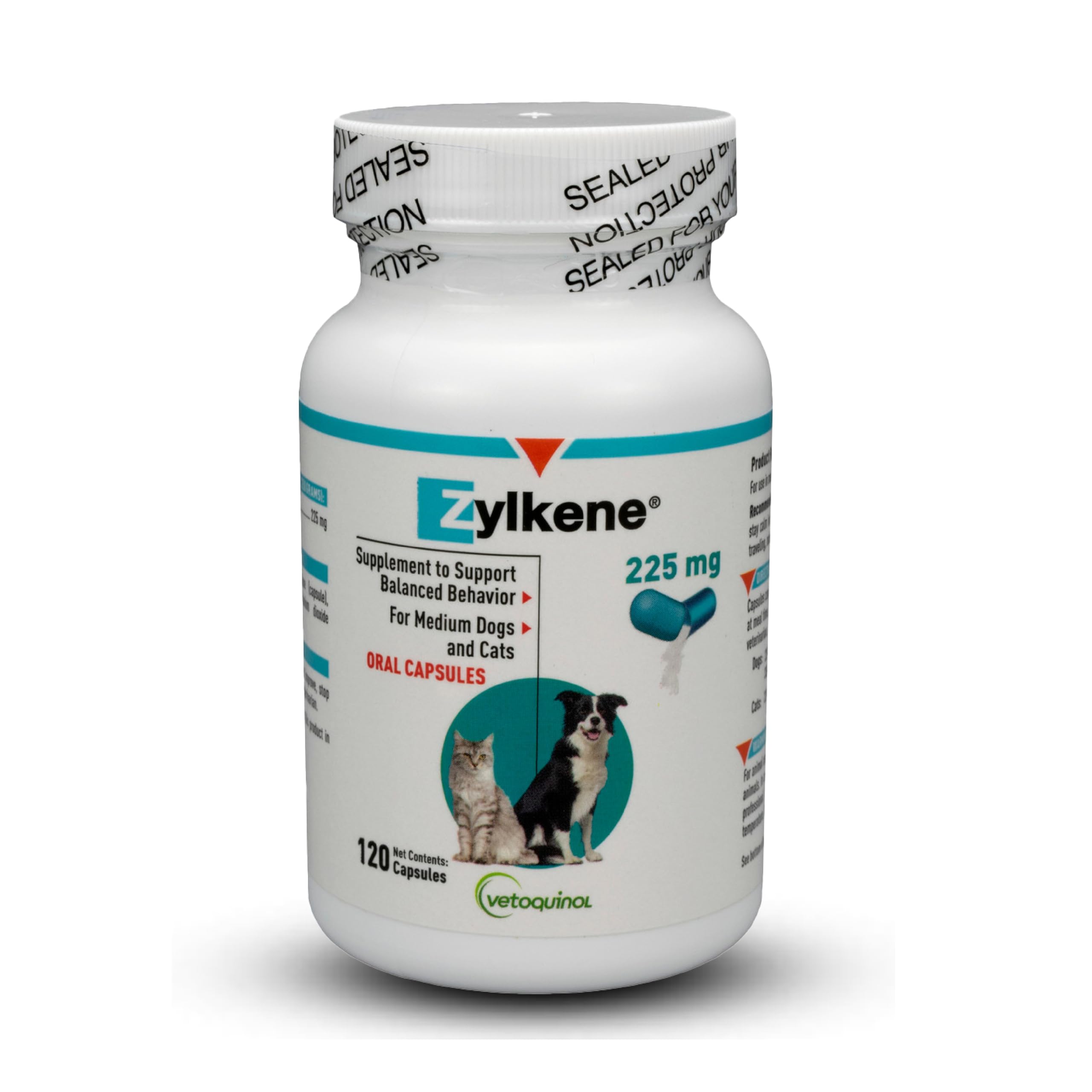 Vetoquinol Zylkene Calming Support Supplement for Medium Dogs 33-65lbs Helps Promote Relaxation and Reduce External Stress Factors, Daily Behavioral Support and Anxiety Relief for Dogs, 225mg