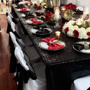 B-COOL 60x102-inch Black Sequin Table Linens Halloween Tablecloth Seamless Glitter Tablecloth Wedding Sequin Tablecloth