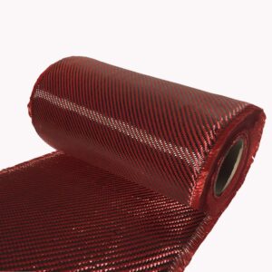 4" x 10 ft red - kevlar fabric-2x2 twill weave-3k/220g