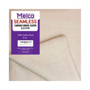 drop cloth tarp art supplies - 6x9 finished size, 100% cotton, seams only on the edges, new unmarked fabric, cotton duck fabric - be confident you have the canvas you need.