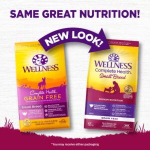 Wellness Complete Health Grain-Free Small Breed Dry Dog Food, Natural Ingredients, Made in USA with Real Turkey, For All Lifestages (Turkey, Chicken & Salmon, 4-Pound Bag)