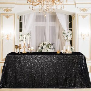 B-COOL 60x102-inch Black Sequin Table Linens Halloween Tablecloth Seamless Glitter Tablecloth Wedding Sequin Tablecloth