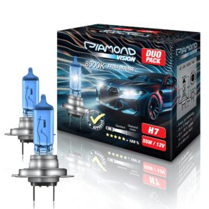 diamond vision 2x h11 12v 60/55w | xenon look | halogen car headlights | 8500k super-ultra-white | extremely durable | replacement bulbs for automotive | pgj19-2